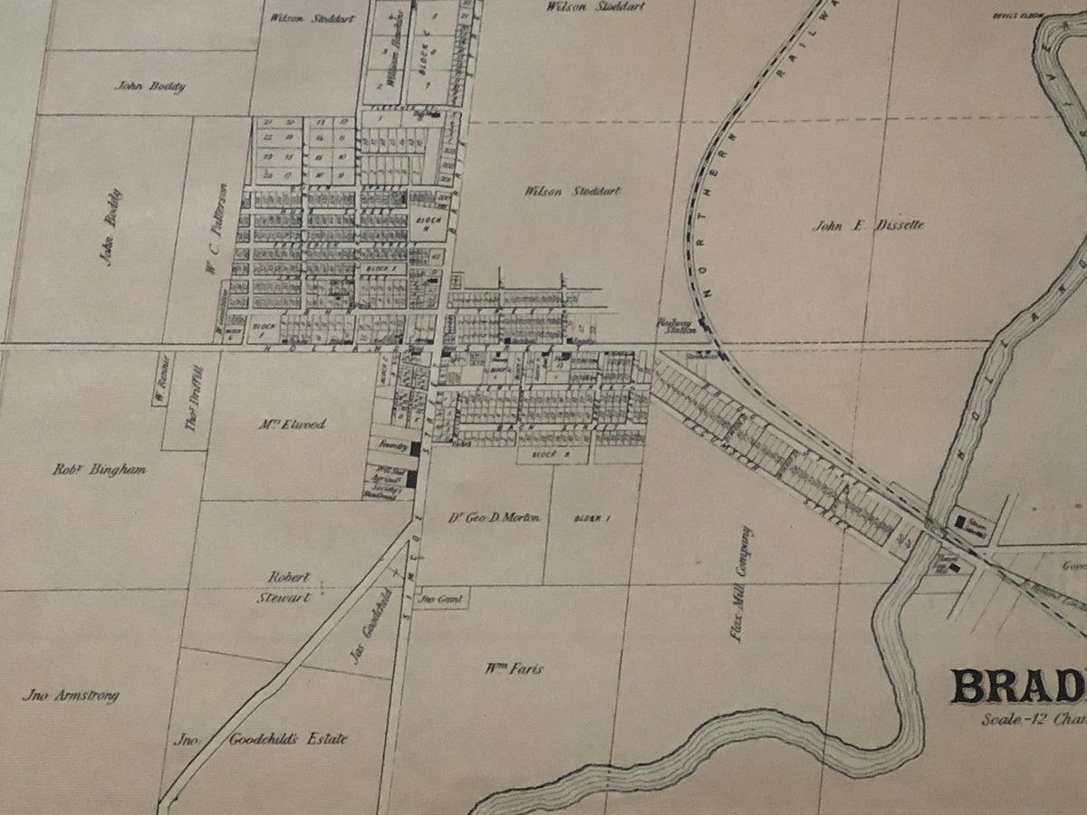 1878 ANTIQUE MAP of BRADFORD Ontario OLD ONTARIO MAP | D & E LAKE LTD ...
