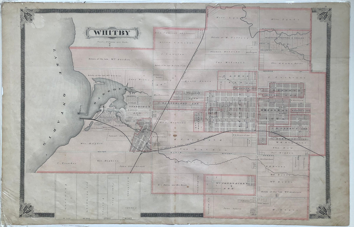 1877 Original Antique Map of Whitby Ontario ONTARIO HISTORICAL MAPS – D ...