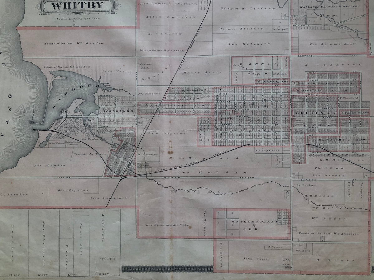 1877 Original Antique Map of Whitby Ontario ONTARIO HISTORICAL MAPS – D ...