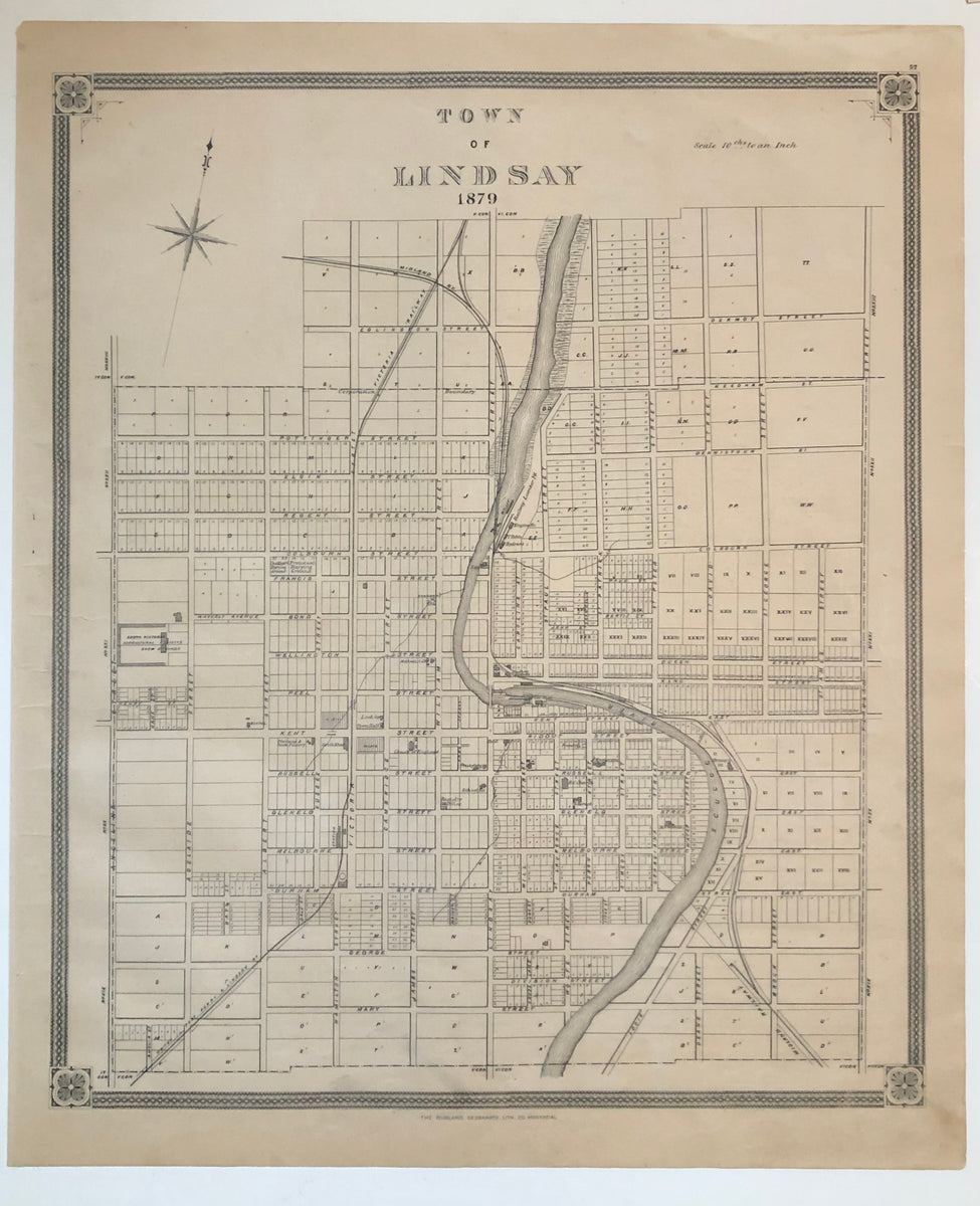 ANTIQUE MAP of The Town of Lindsay 1879 Ontario Historical Maps – D & E ...