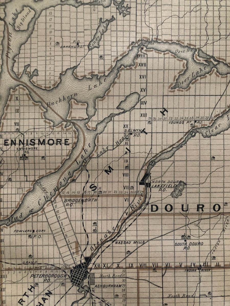 Antique Map of The County of Peterborough 1879 ONTARIO HISTORICAL MAPS ...
