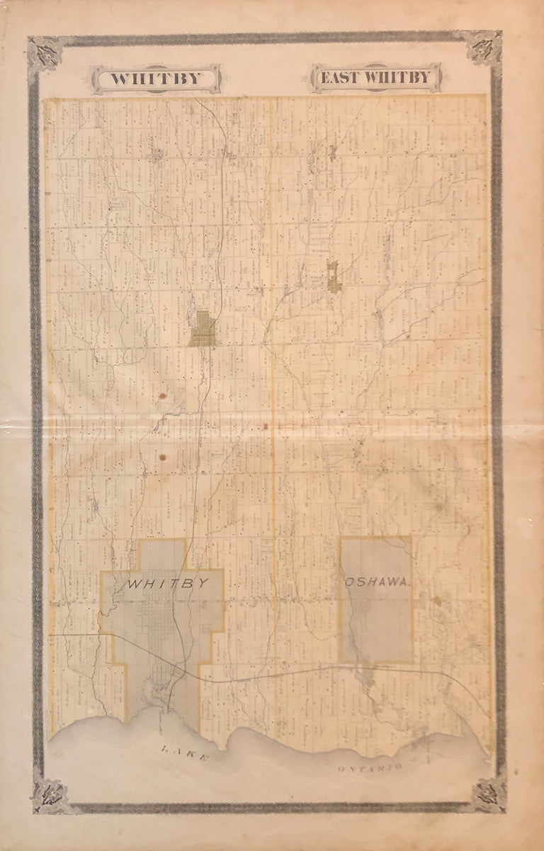 Antique Map of Whitby & East Whitby 1877 ONTARIO HISTORICAL MAPS – D ...