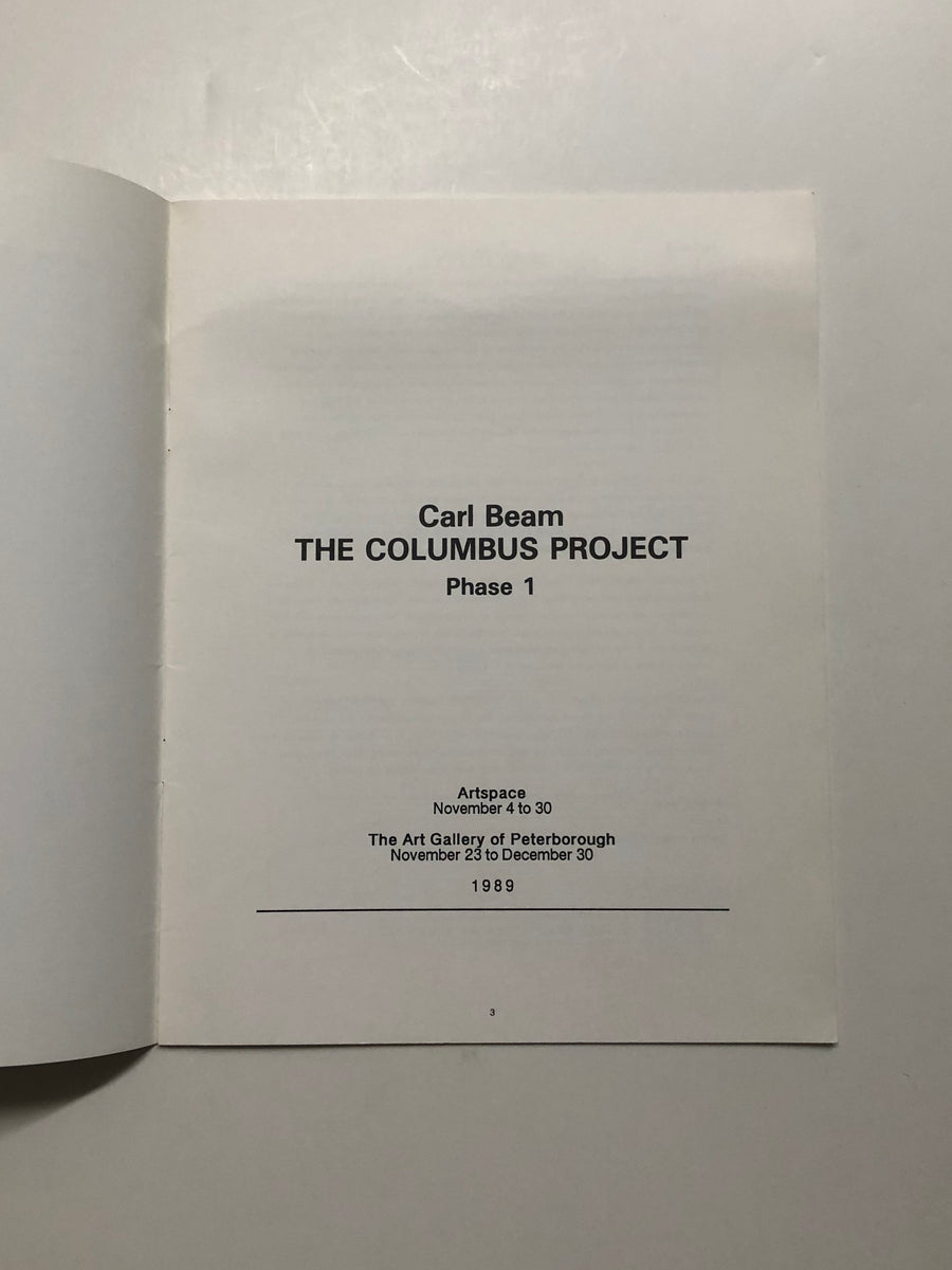 Carl Beam: The Columbus Project Phase 1 | D & E LAKE LTD BOOKS TORONTO ...